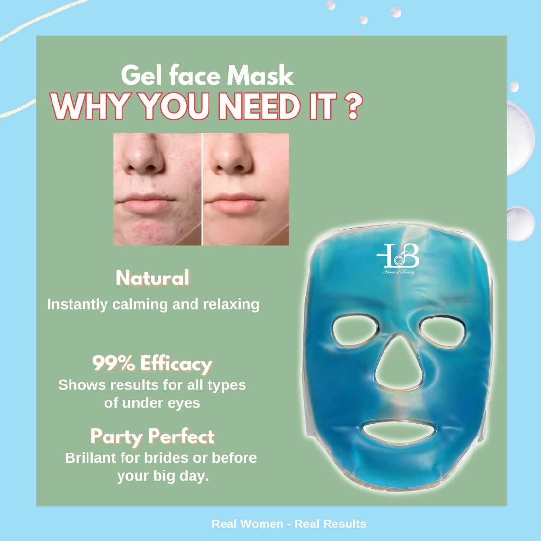 Gel Face Mask Cold Hot for relaxation face calming lymphatic drainage House Of Beauty India